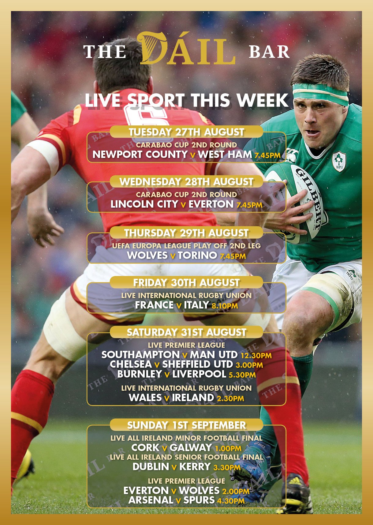 DB - Sports Listings - WE Sun 01 Sept - The Dail Bar