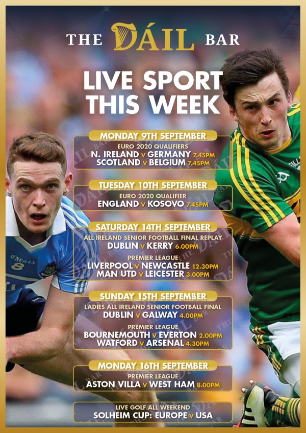 DB - Sports Listings - WE Mon 16th Sept - The Dail Bar