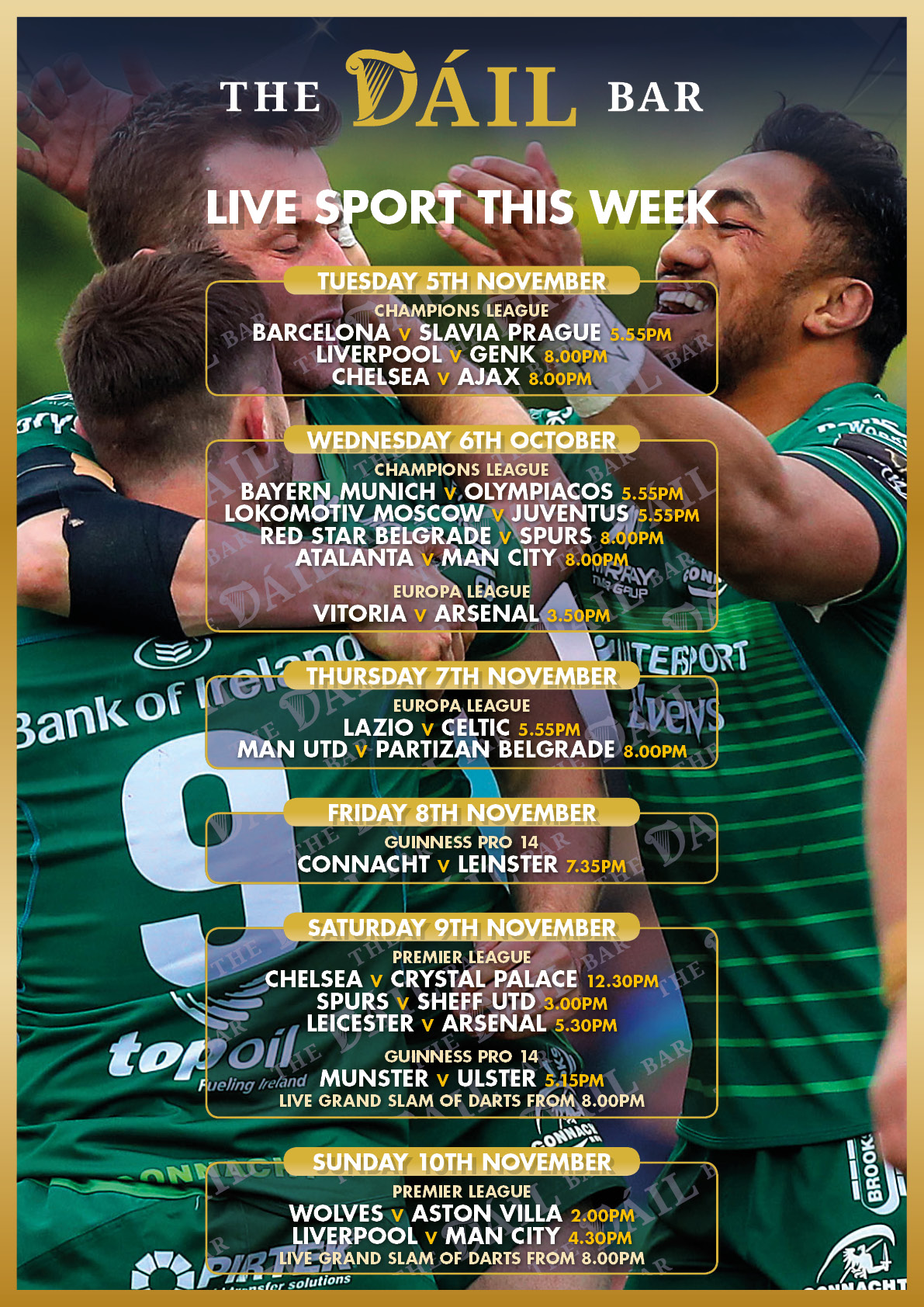 DB - Sports Posters - WE Sun 10 Nov 2019 - The Dail Bar