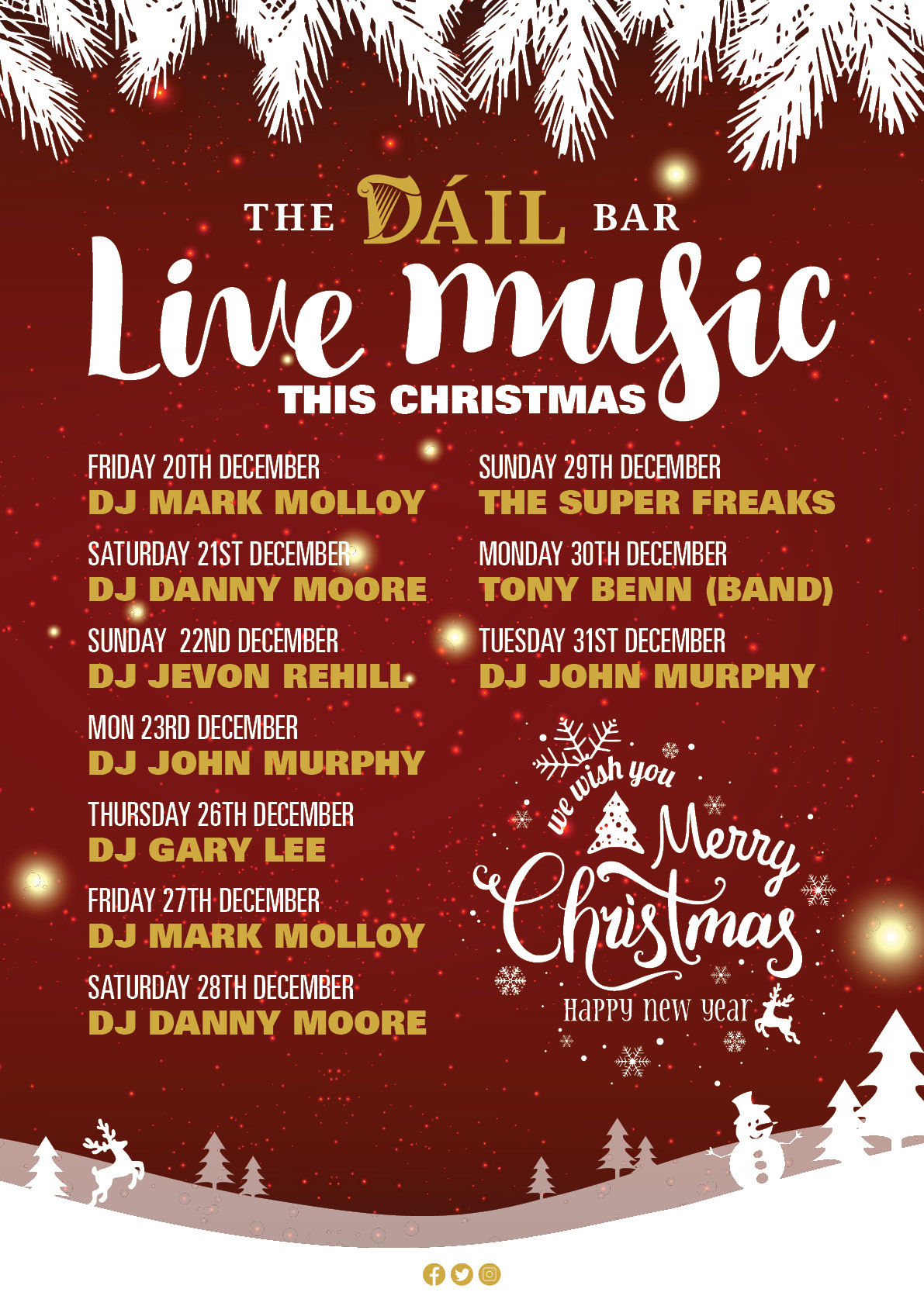 DB0004 - Christmas Music Poster 2019 - D1 - The Dail Bar