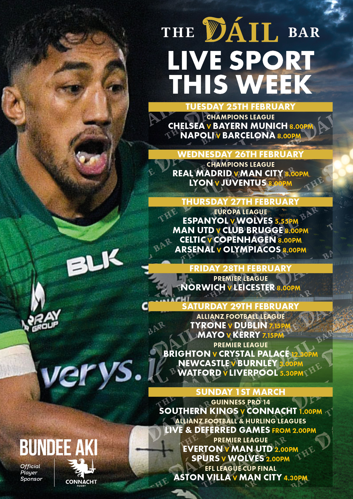 DB - SPORTS - WE SUN 01 MARCH 2020 - The Dail Bar